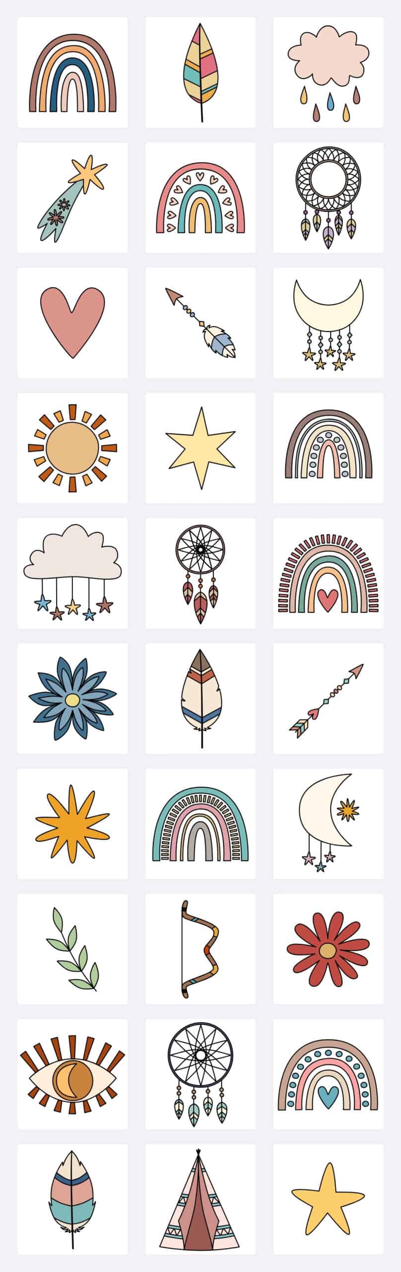 Product Details: Color-Changeable Boho Clipart - Print Perfect Creative